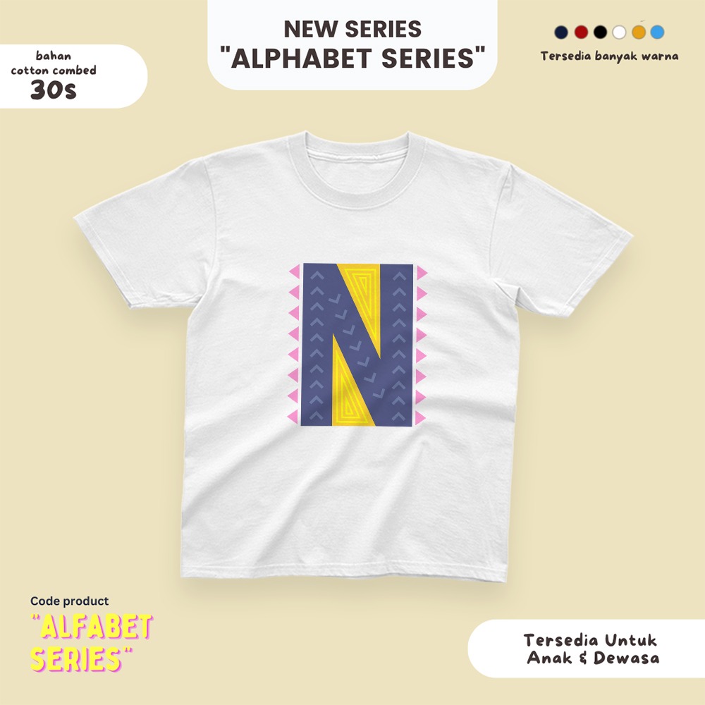 KAOS ANAK ALPHABET ABJAD HURUF SERIES N VER2 - Kremo Kids KAOS ANAK ALPHABET ABJAD HURUF SERIES N VER2 - Kremo Kids