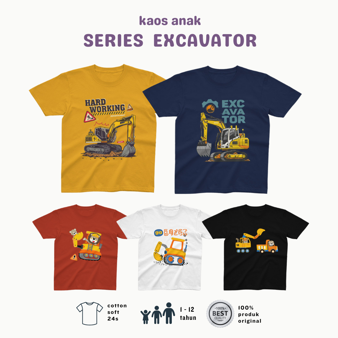 KAOS TERBARU SOFT COTTON EXCAVATOR SERIES 2024 - Kremo Kids KAOS TERBARU SOFT COTTON EXCAVATOR SERIES 2024 - Kremo Kids