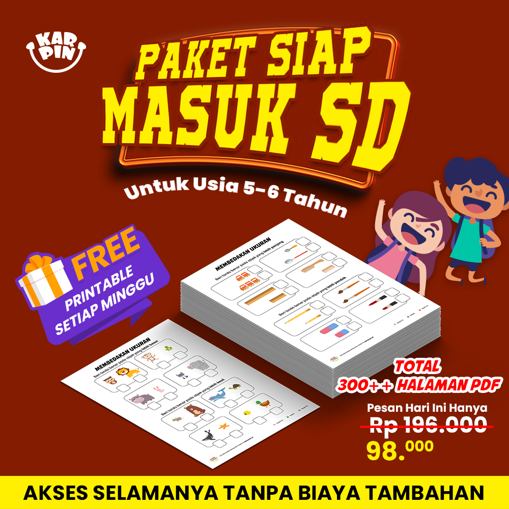 Worksheet Printable PDF (Paket Siap Masuk SD) #SF - Karpin