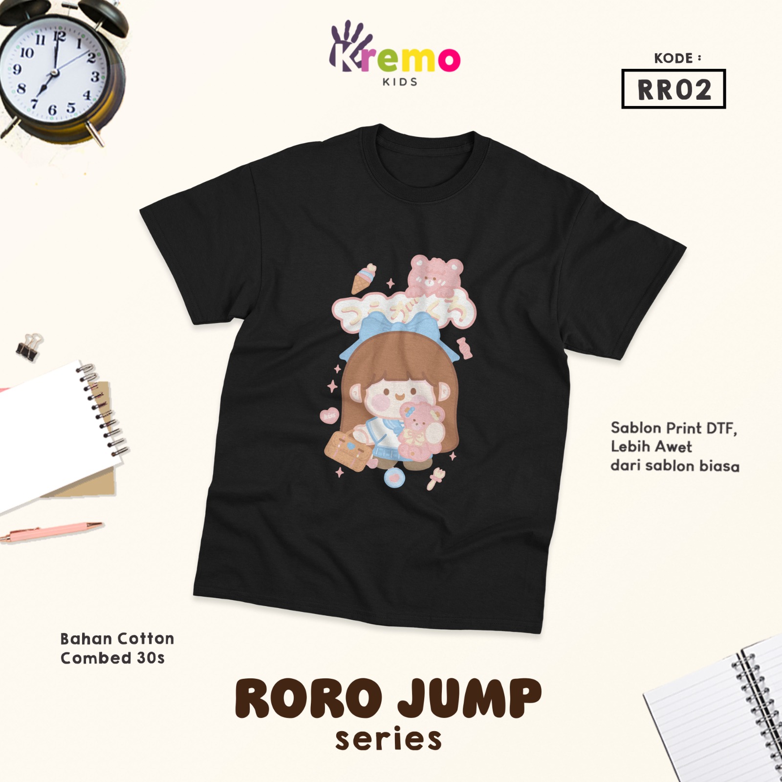 KAOS ANAK SERIES RORO JUMP COTTON COMBED 30S - Kremo Kids KAOS ANAK SERIES RORO JUMP COTTON COMBED 30S - Kremo Kids