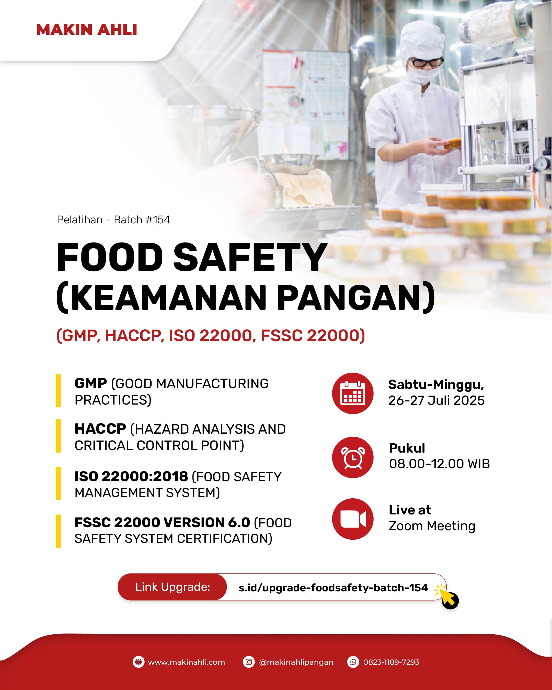 PELATIHAN FOOD SAFETY BATCH 154 (GMP, HACCP, ISO 22000:2018, FSSC 22000 V 6.0) [UPGRADE PREMIUM ...
