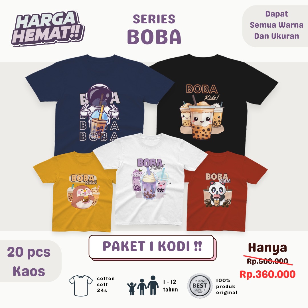 1 KODI KAOS TERBARU SOFT COTTON BOBA SERIES - Kremo Kids 1 KODI KAOS TERBARU SOFT COTTON BOBA SERIES - Kremo Kids